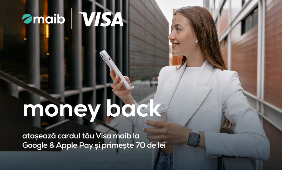 Promoție expirată- Conectează cardul tău maib Visa la ApplePay sau GooglePay, efectuează 3 ...
